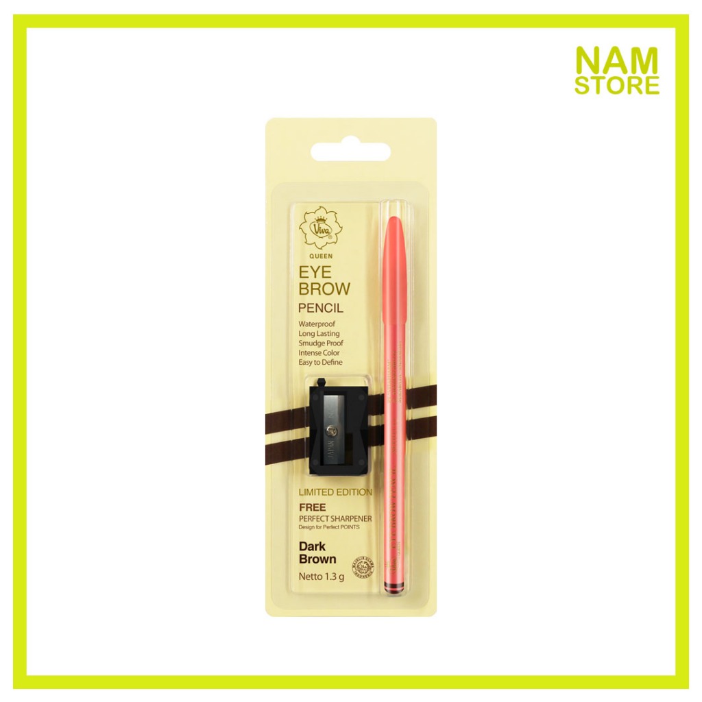 Jual Viva Eye Brow Pencil Dark Brown Waterproof Smudgeproof ...