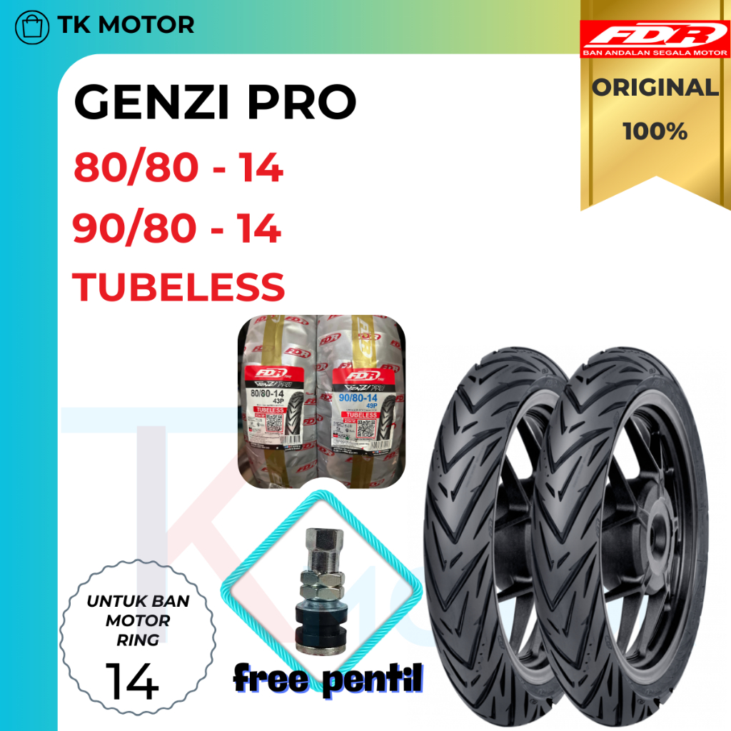Jual [ Paket Set ] FDR Genzi Pro 80/80 & 90/80 - 14 Tubeless ( ORI ) | Shopee Indonesia