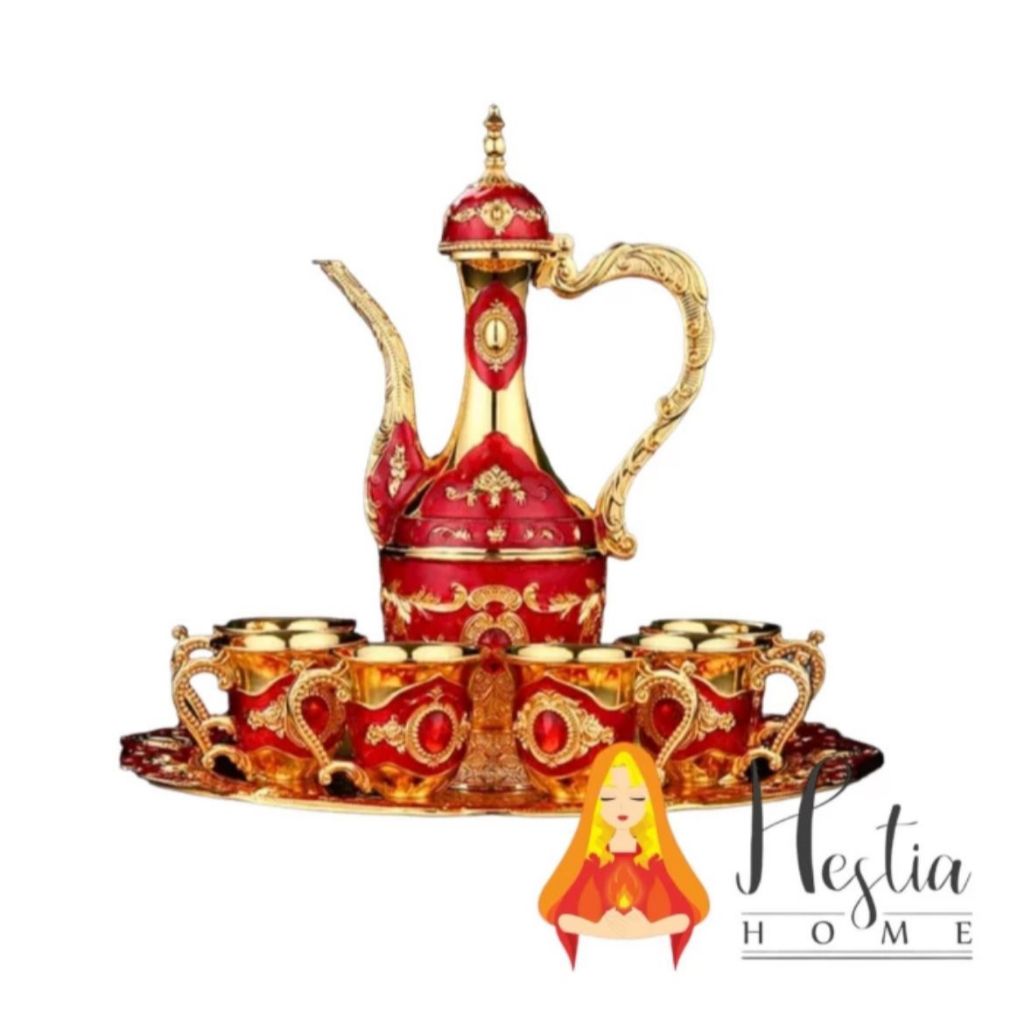 Jual RAPA Teko Arap Aladin Set Cangkir Teh Nampan Emas Homepro | Shopee ...