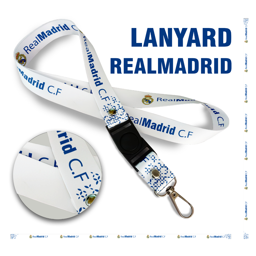 Jual Tali Lanyard RealMadrid CF, Real Madrid CF 2 sisi Bolak balik Full ...
