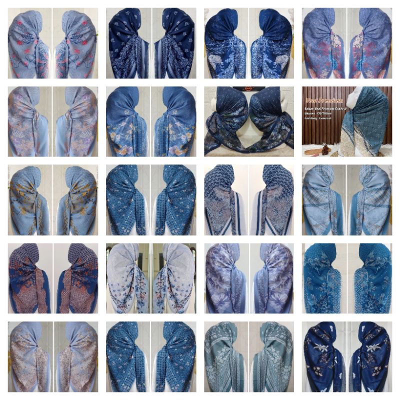 Jual BIRU SERIES- Jilbab Segi Empat Motif Voal Premium Biru, Blue Jeans ...