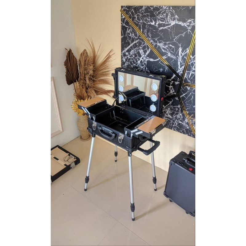 Jual Beautycase 52x40cm+Stand silang/Koper Make up ukuran Besar 6 Lampu ...