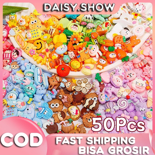 Jual Resin Clay Sanrio Lotso/Kelinci/Bunga/ Pita Karakter Mix (50pcs ...