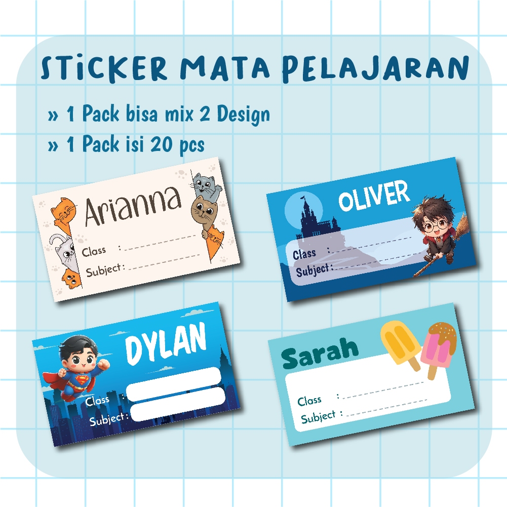 Jual Sticker Mata Pelajaran Custom Nama - Label Buku Notebook - Stiker ...