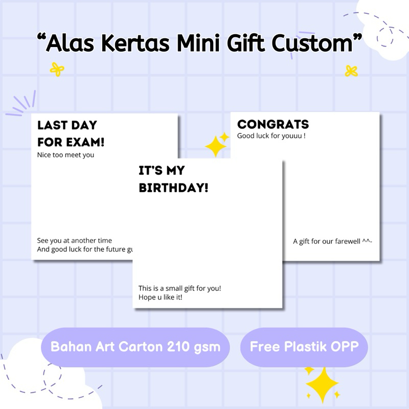 Jual Mini Gift Custome / Kertas Mini Gift + Plastik / Alas Packaging ...