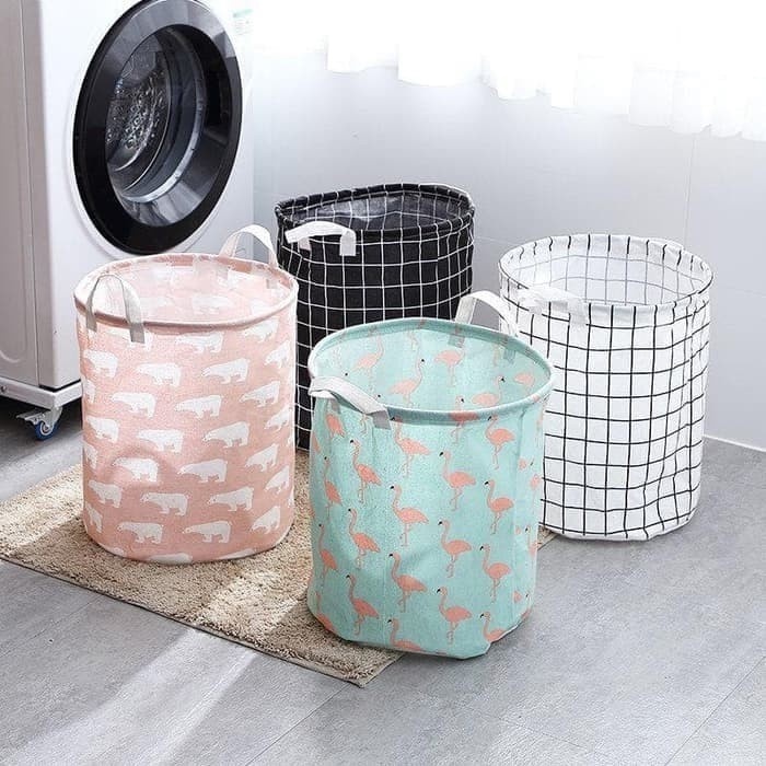Jual BELLA - Laundry Bag bulat Keranjang Baju Pakaian Kotor Organizer ...