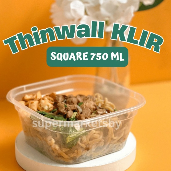 Jual Thinwall Square 600 750 ml / Food Container 600 750 ml Transparan ...