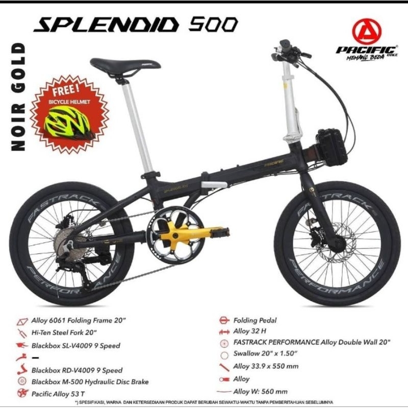 Jual PACIFIC SPLENDID 500 sepeda lipat 20 inch HIDROLIK 9 speed alloy ...