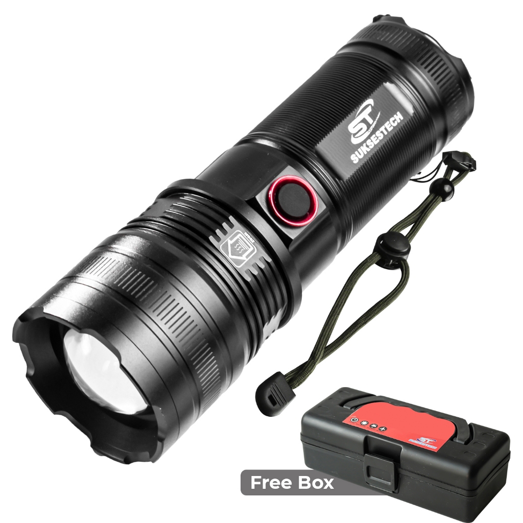 Jual Suksestech Senter Zoom In Out Aluminium B70 2000 Lumens Flashlight ...