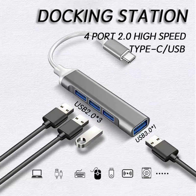Jual 4in1 Type C/USB Mini Hub Stasiun Dok USB Docking Station Splitter ...