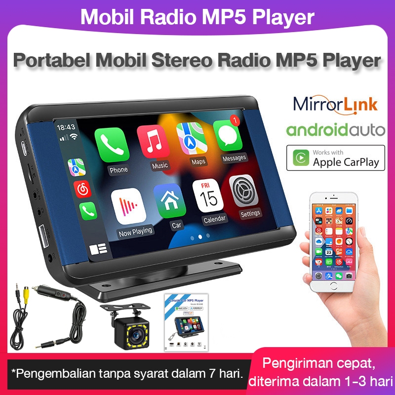 Jual 7 inci Wireless Wired CarPlay Android Auto Portabel Mobil Stereo ...