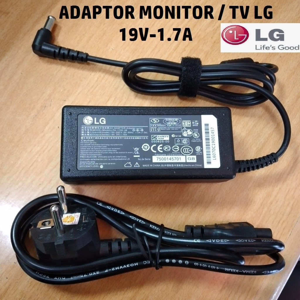 Jual Adaptor Monitor/TV LG 19V 1.7A Pin Jarum Kualitas Bagus | Shopee ...