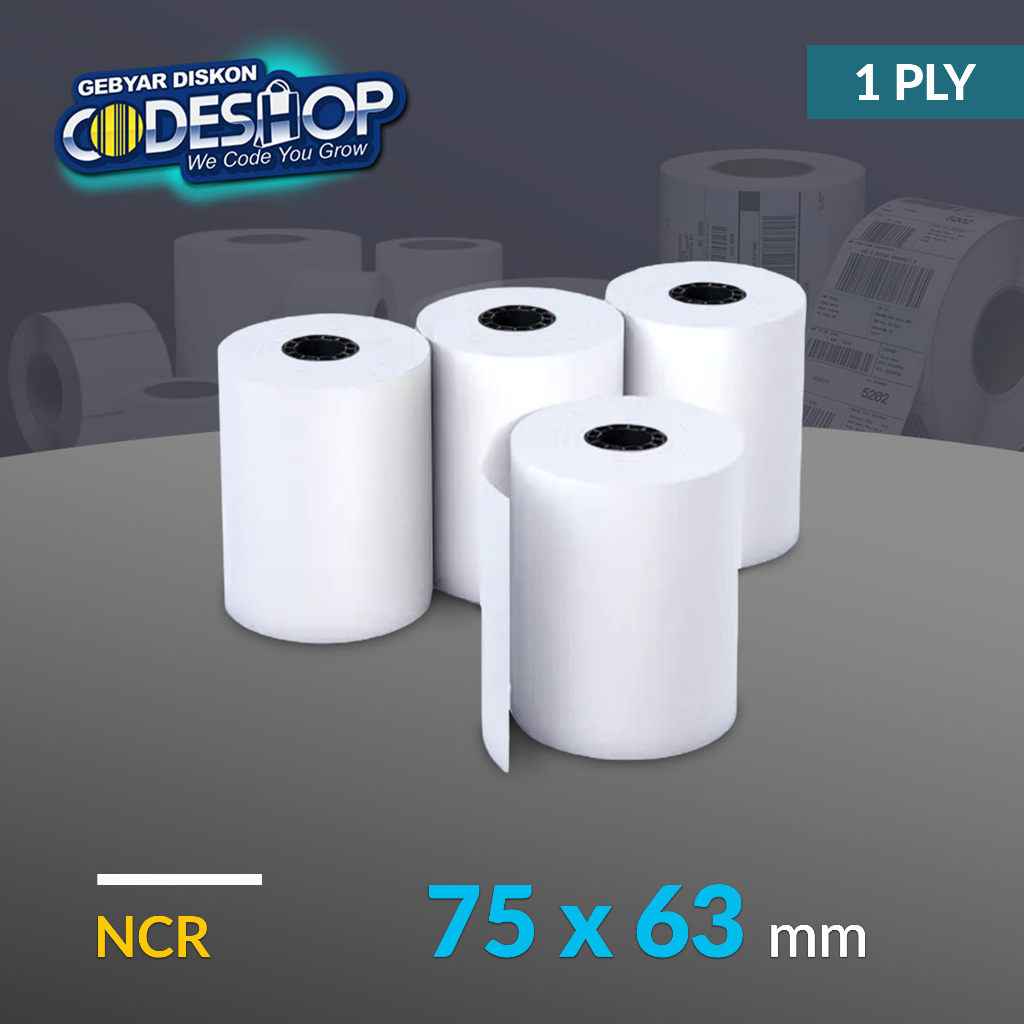 Jual (10 Roll) Codeshop Kertas 1 Ply 75 x 63 mm Struk Kasir NCR Printer ...