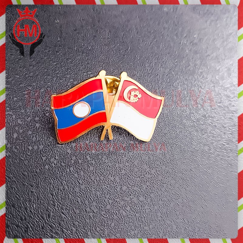 Jual Flag Pin Negara Laos Dan Singapura - Pin Bendera Persahabatan ...