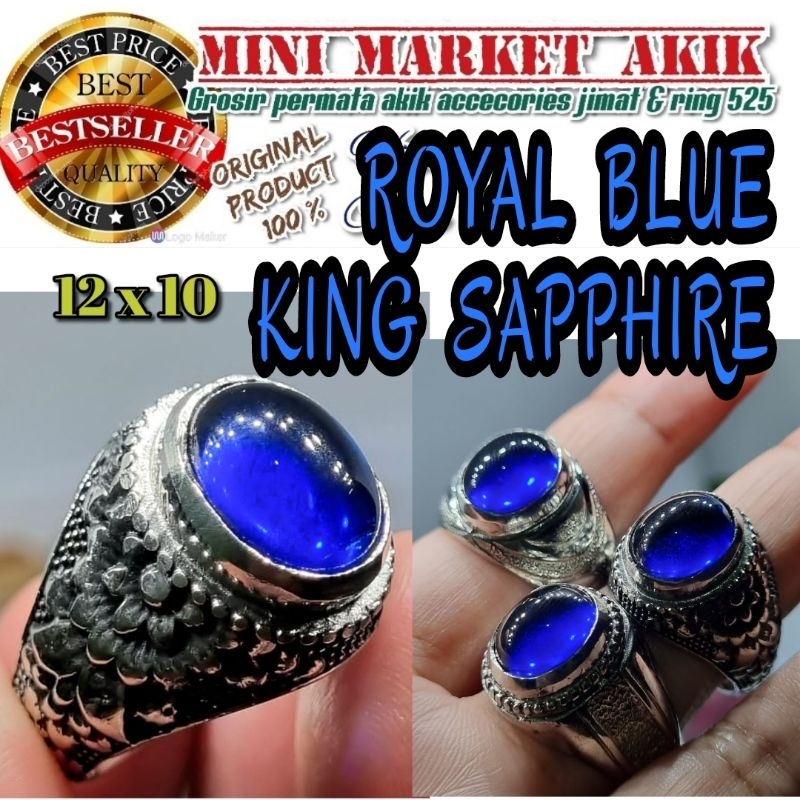 Jual Cincin batu king safir / royal blue sapphire 12mm | Shopee Indonesia