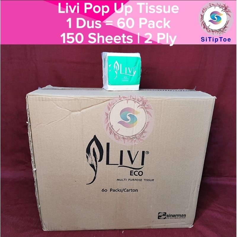 Jual [1 Dus = 60 Pack] Tisu Livi Multipurpose Pop Up Tissue 150 Sheets ...