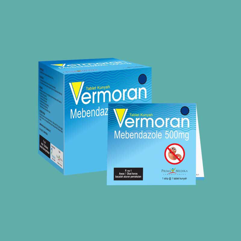 Jual Vermoran Mebendazole 500 mg Box isi 12x1 Tablet / Obat Cacing ...