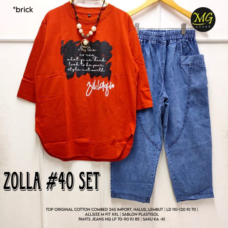 Jual ZOLLA#40 SET FASHION SETELAN WANITA TERBARU DENGAN MATRIAL CATTON COMBED 24S MIX JEANS WASH ...