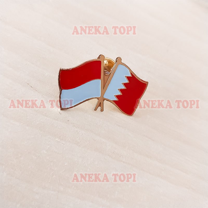 Jual Pin Cross Flag Indonesia Bahrain Pin Bendera Persahabatan Negara ...