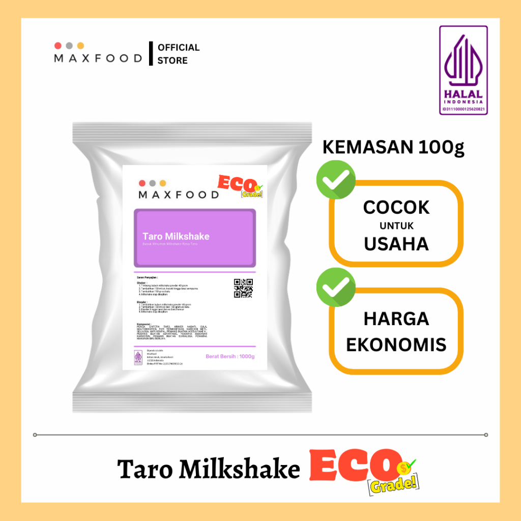 Jual MAXFOOD - [ECO] Taro Milkshake Powder / Bubuk Minuman Rasa Talas ...