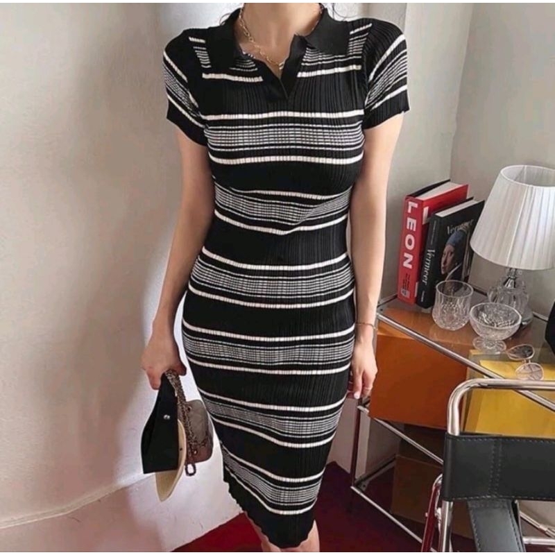Jual TERUSAN RAJUT (B74) DRESS RAJUT WANITA MOTIF SALUR MINI DRESS PEREMPUAN TERBARU | Shopee ...