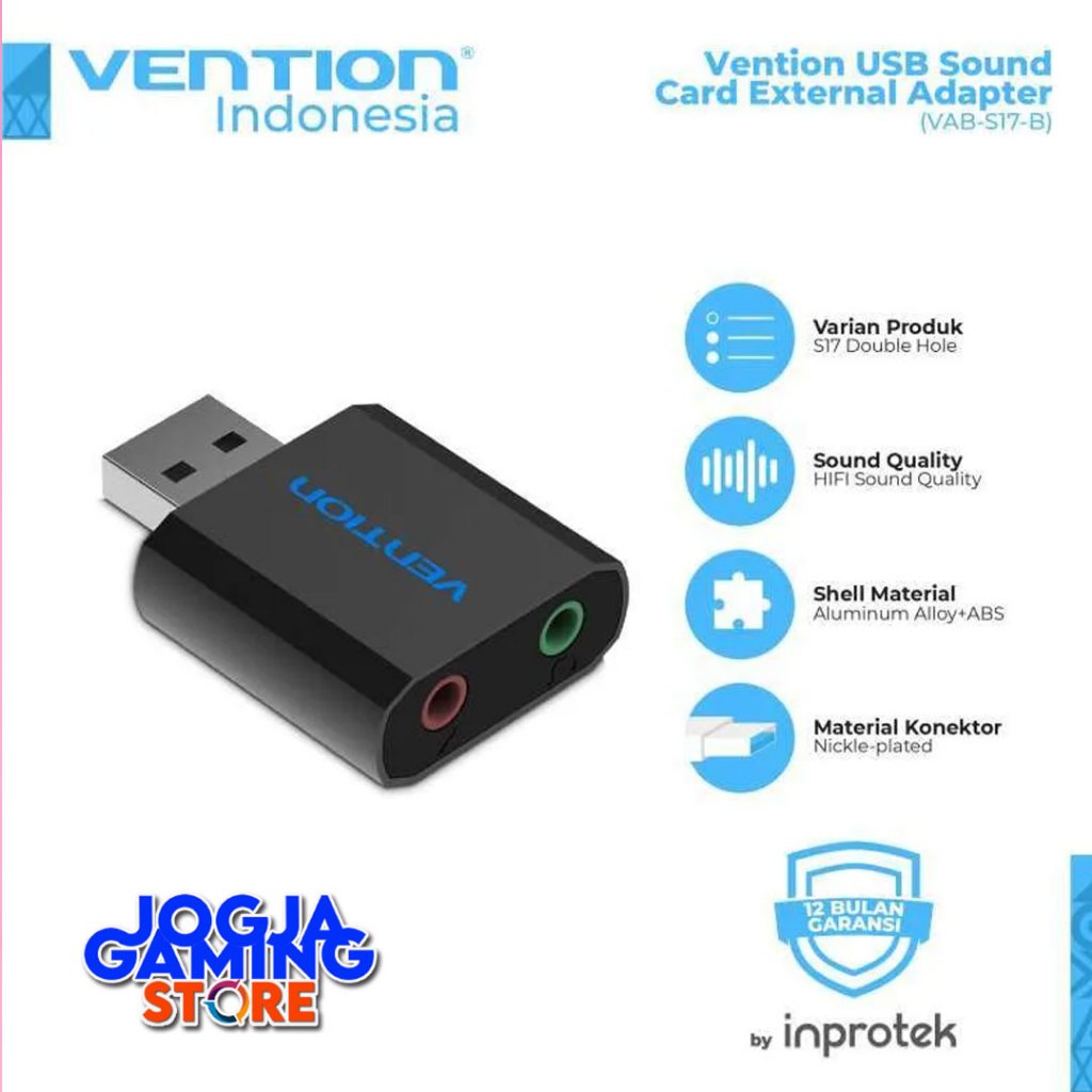 Jual VENTION USB SOUND CARD EXTERNAL ADAPTER for WINDOWS MAC LINUX ...