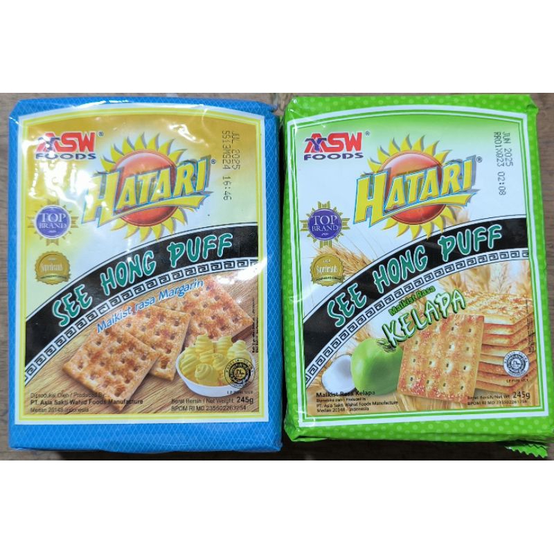 Jual Roti Hatari See Hong Puff rasa kelapa dan rasa margarin 245 gram ...