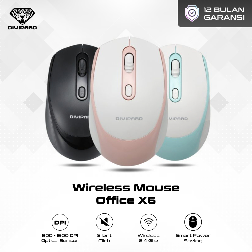 Jual Wireless Mouse Divipard 2.4G X6 Mouse 1600DPI Silent Mode | Shopee ...