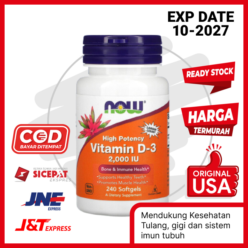 Jual Vitamin Now D-3 D3 2000 IU Isi 240 Softgel | Shopee Indonesia