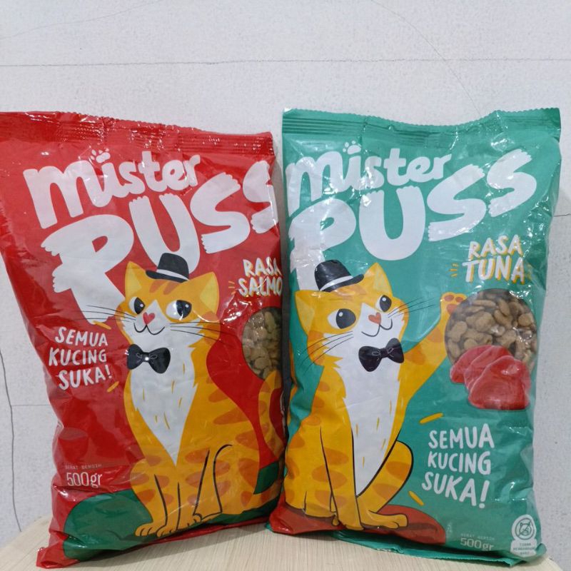 Jual Pakan Kucing Mister Puss varian rasa Tuna dan Salmon 500g | Shopee ...