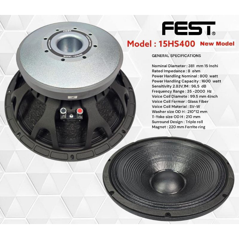 Jual SPEAKER FEST 15HS400 15 INCH SPEAKER KOMPONEN FEST | Shopee Indonesia