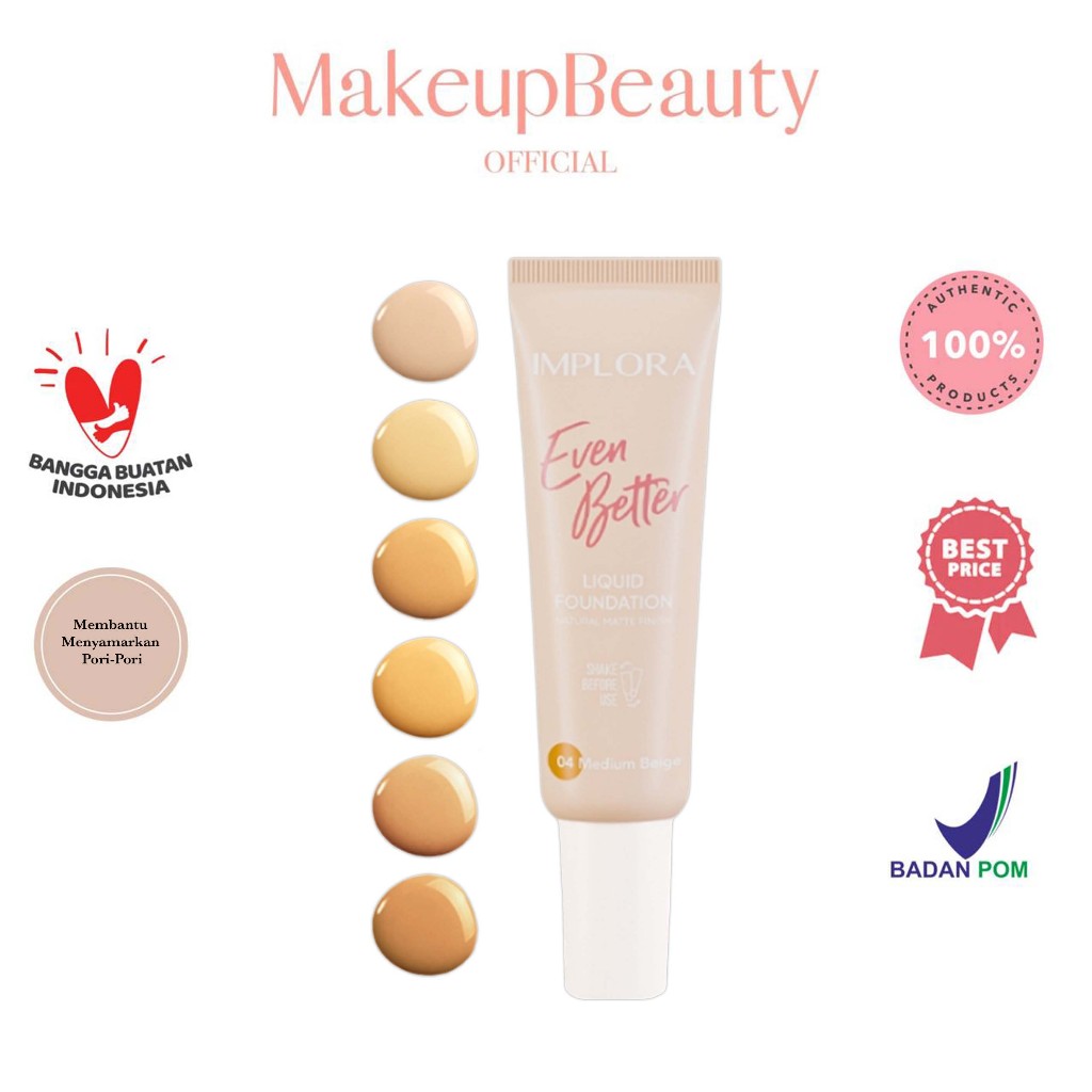 Jual IMPLORA Even Better Liquid Foundation 25g | Shopee Indonesia