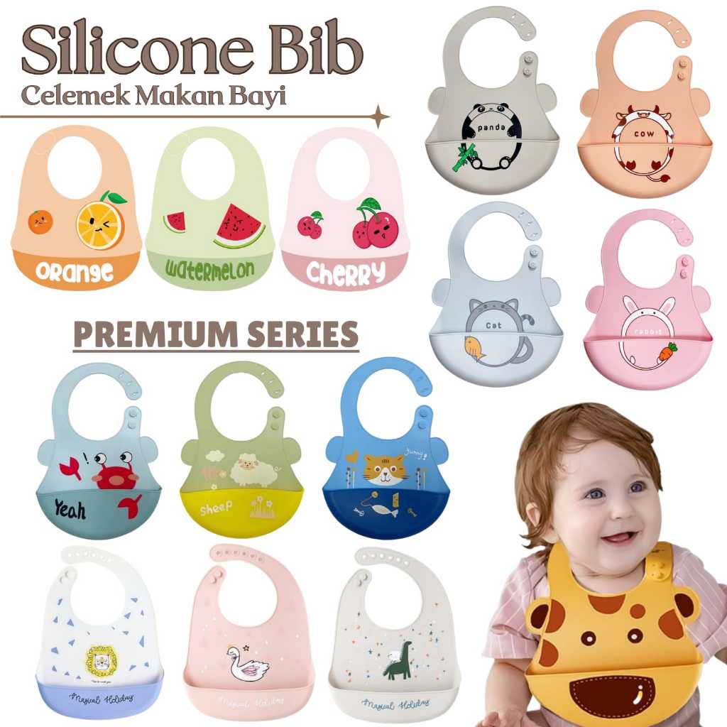 Jual Slaber Celemek Makan Bayi Baby BIB Slabber Salaber Silicone Full ...