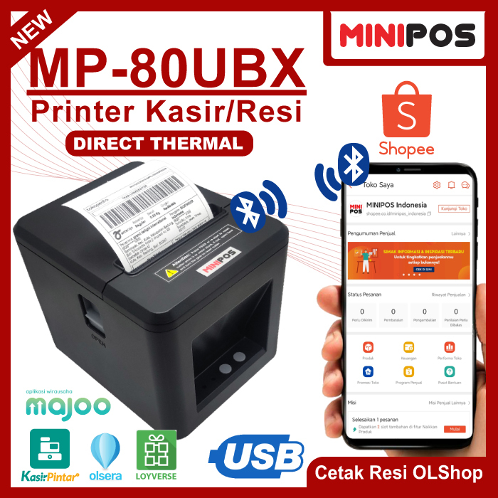 Jual Printer Thermal 80mm Bluetooth MINIPOS MP-80UBX Kabel USB Auto Cutter Resi Struk | Shopee ...
