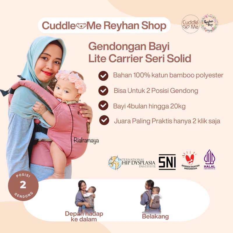 Jual Cuddle Me Lite Carrier Solid Gendongan Bayi 4 Bulan SSC M Shape ...