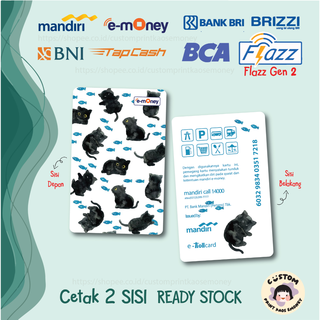 Jual KARTU E MONEY E TOLL ANIMAL BLACK CAT KUCING HITAM FISH EMONEY ...