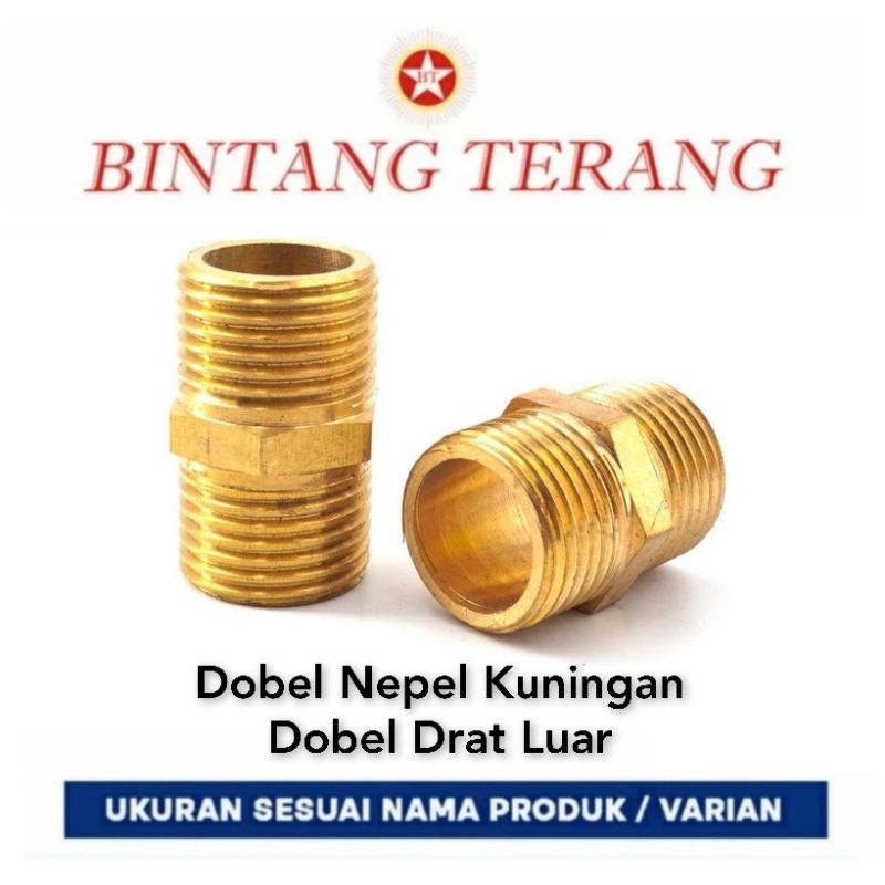 Jual dobel nepel kuningan 1/8" - 1/4" - 3/8" - 1/2" - 3/4" / double nipple kuningan / dobel drat ...