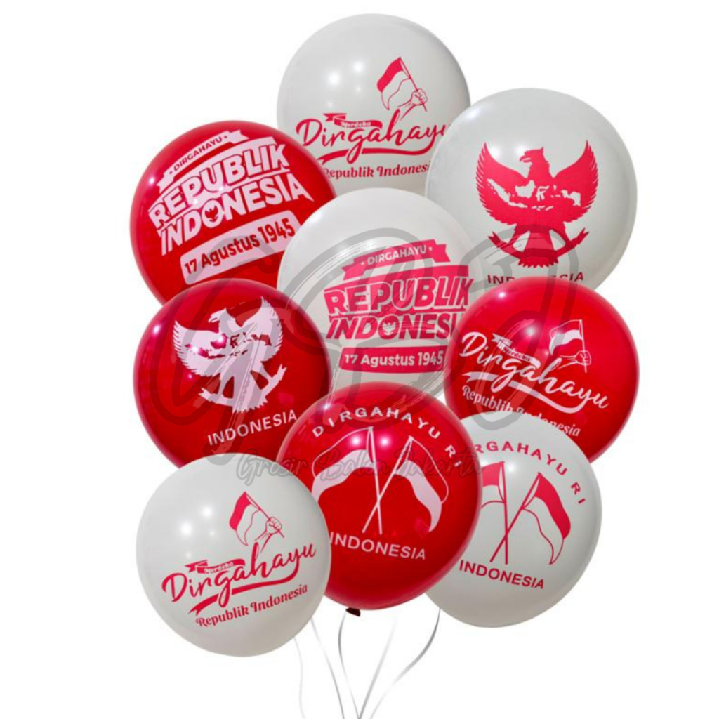 Jual (SATUAN) Balon Latex Motif Kemerdekaan Merah Putih TEBAL (3 gram ...