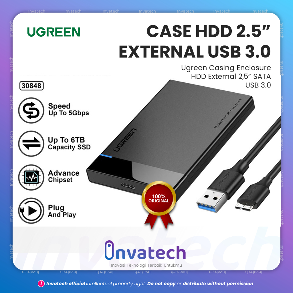 Jual UGREEN Casing Enclosure Hardisk External 2,5" SATA USB 3.0 Hardisk Max Read 6TB - 30848 ...