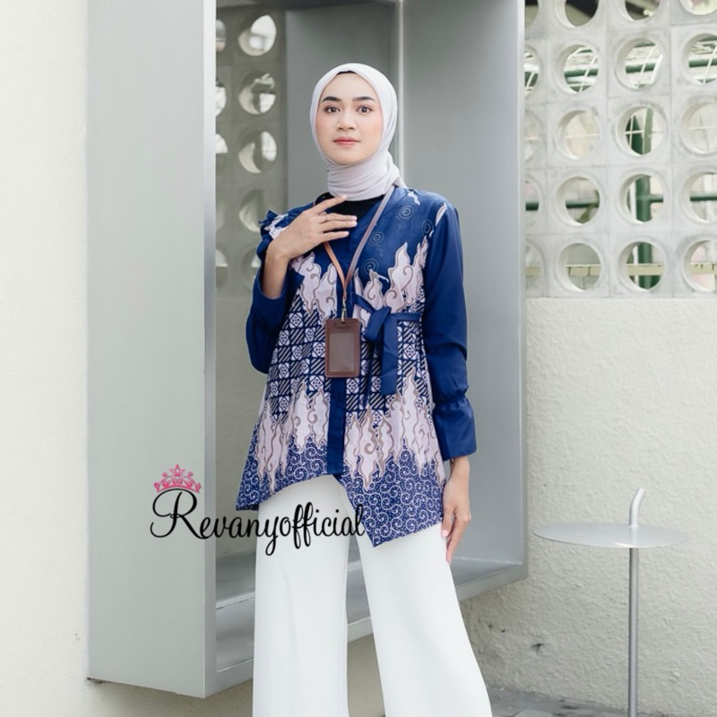 Jual Revany ID - Seroja Series Blouse Batik Kerja Wanita Couple ...