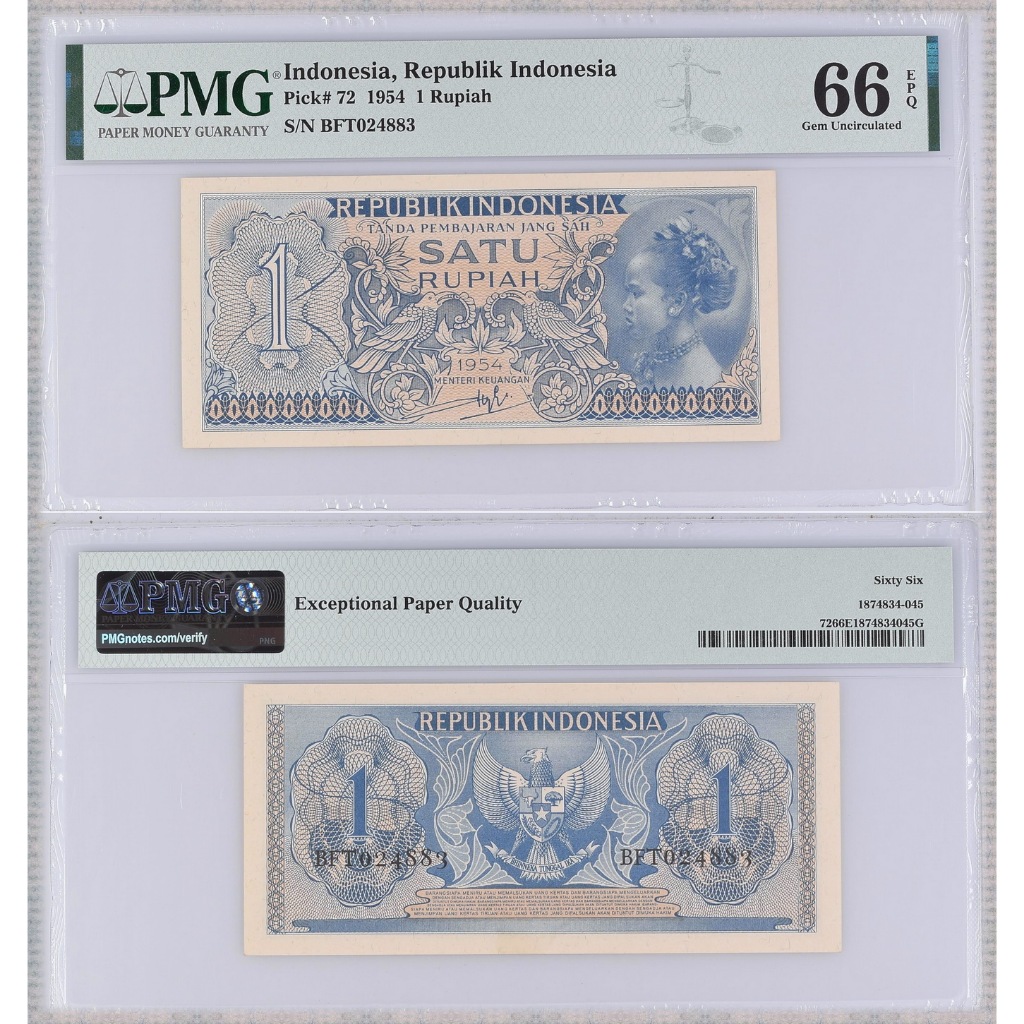 Jual Uang kuno PMG 66 EPQ - 1 rupiah tahun 1954 seri Suku Bangsa | Shopee Indonesia