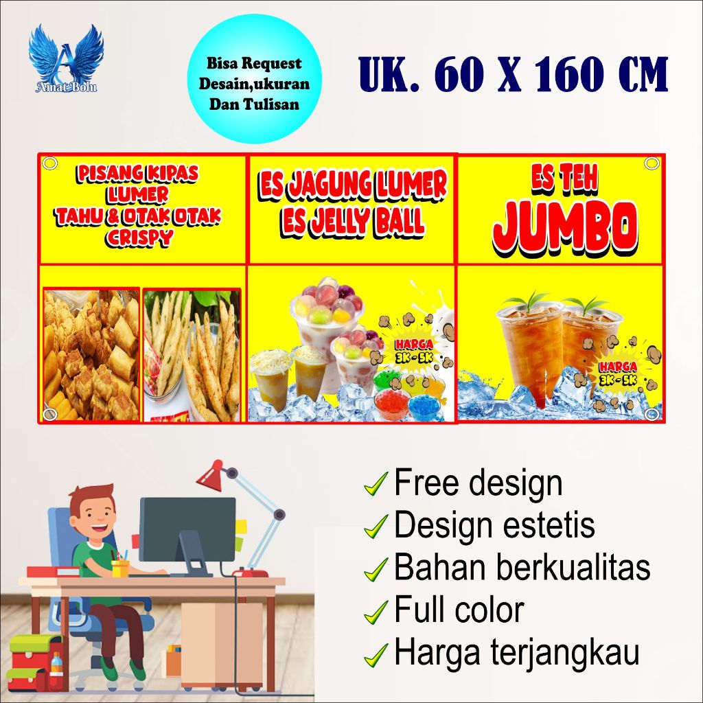 Jual Cetak Banner Cetak Spanduk Piscok , Es Jelly Ball, Es Teh Jumbo ...
