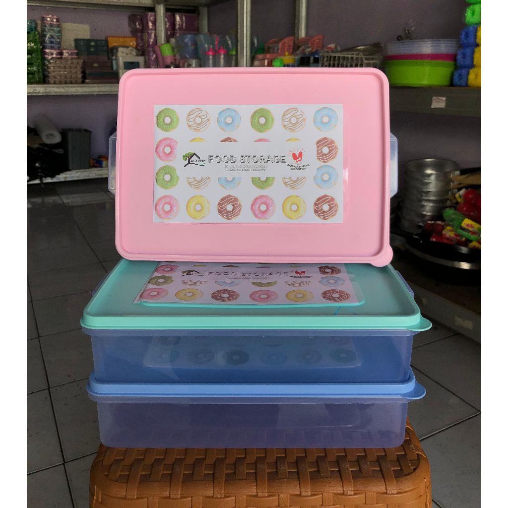 Jual box donatjecco/box donat lucu/box donat alexish/box donat warna ...