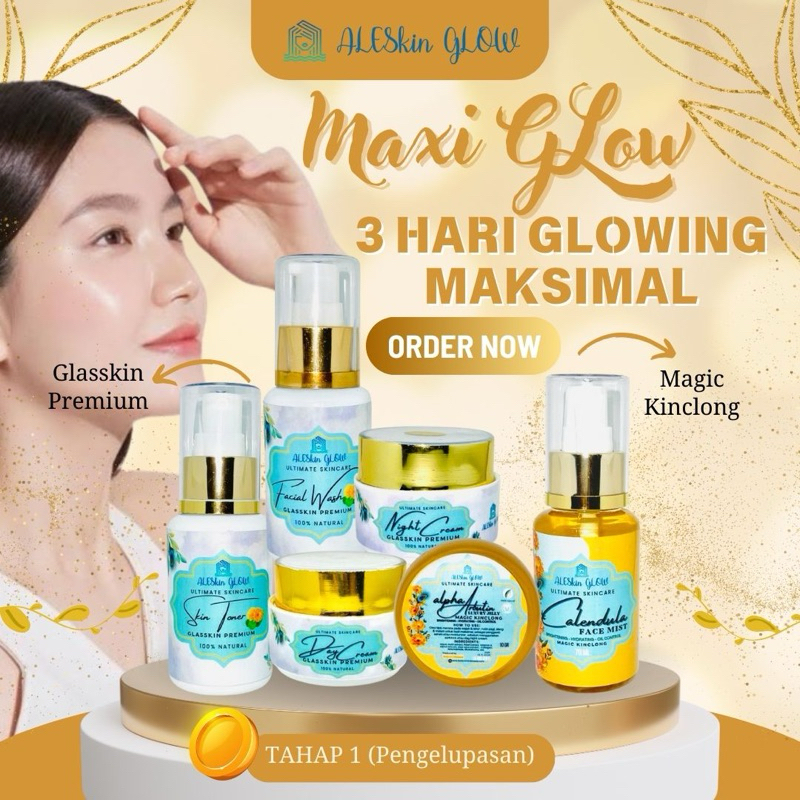Jual PAKET MAXI GLOW ALESKIN GLOW Skincare Glowing-Cream Glowing-Paket ...