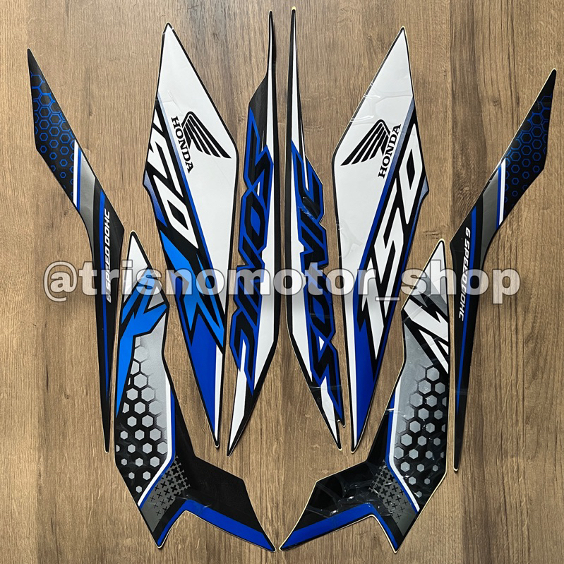 Jual striping honda sonic 150 r 2019 hitam biru polet body lis list ...