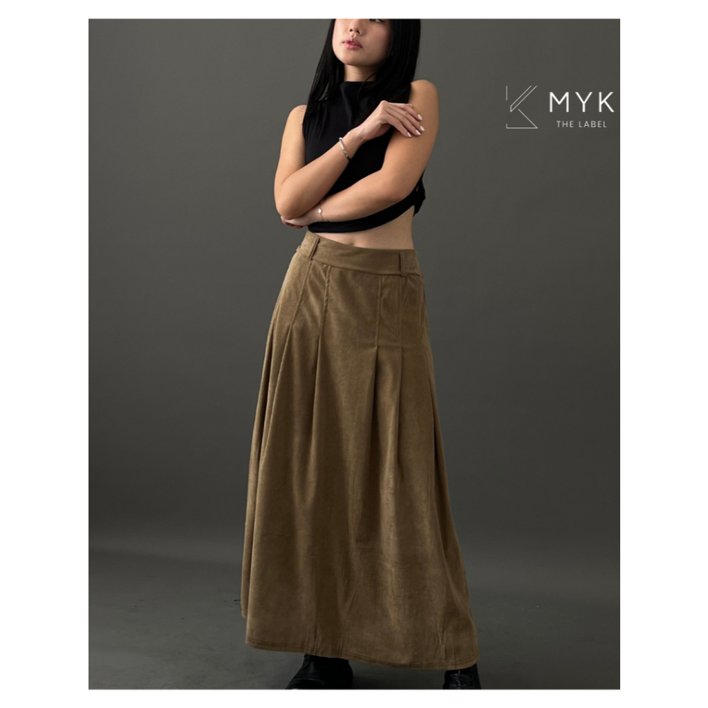 Jual MYK.TheLabel |Harlea Long Corduroy Skirt | maxi skirt corduroy | rok panjang maxi kekinian ...