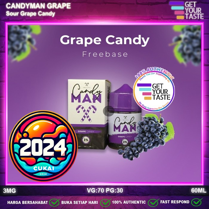 Jual Liquid Candyman Grape 60ML by FVS x TNT - Candy Man | Shopee Indonesia