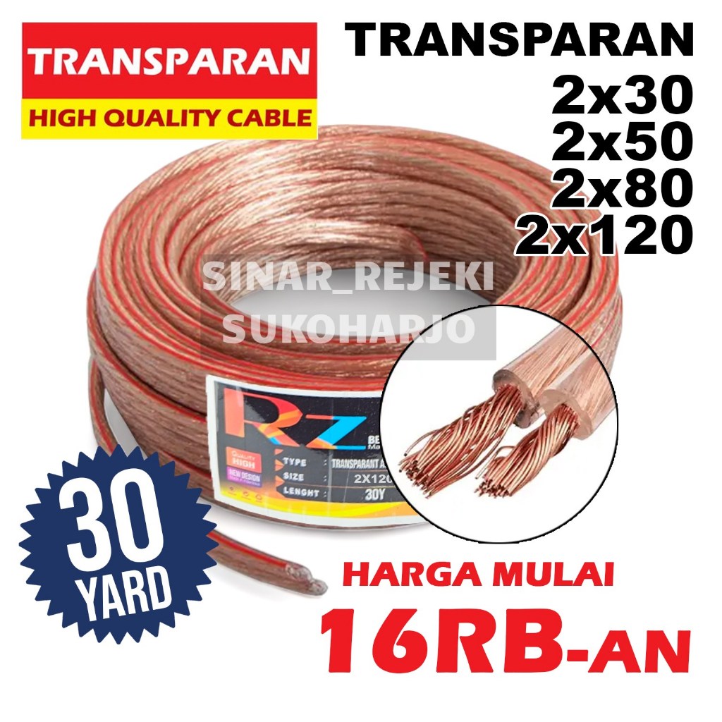Jual Kabel Listrik Transparan Kabel Serabut 2x120 2X80 2x50 2x30 Roll ...