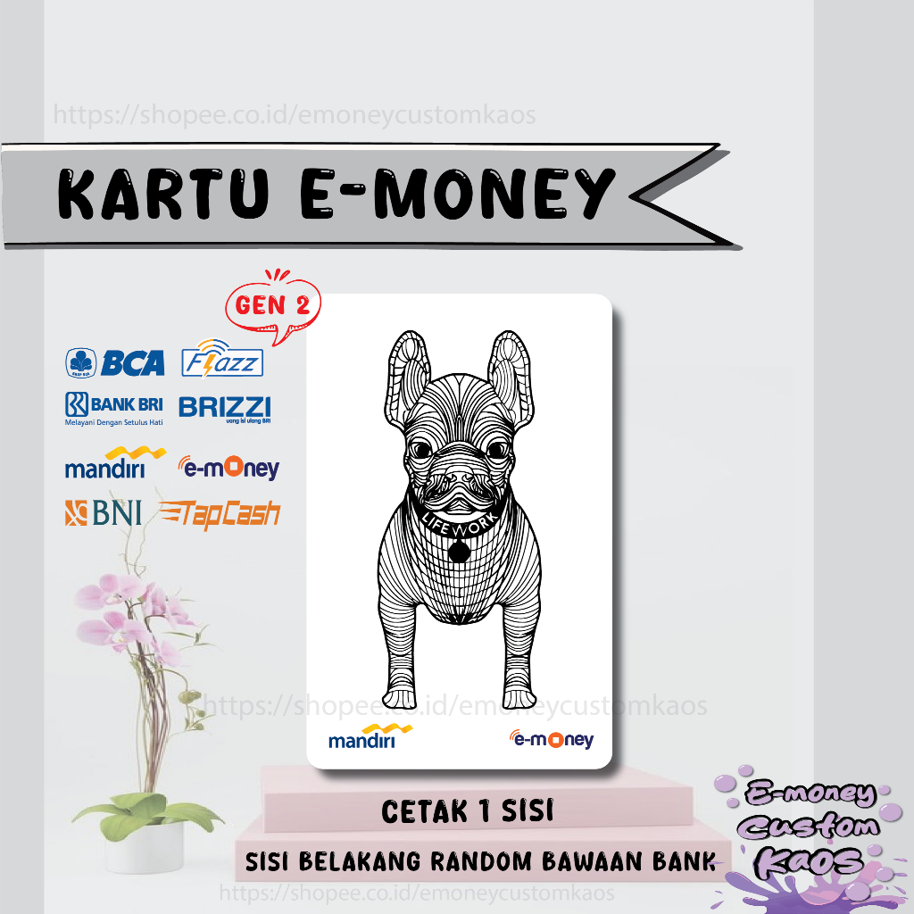 Jual KARTU EMONEY LOGO LIFEWORK RADOG BRAND WHITE MANDIRI FLAZZ BCA BNI ...