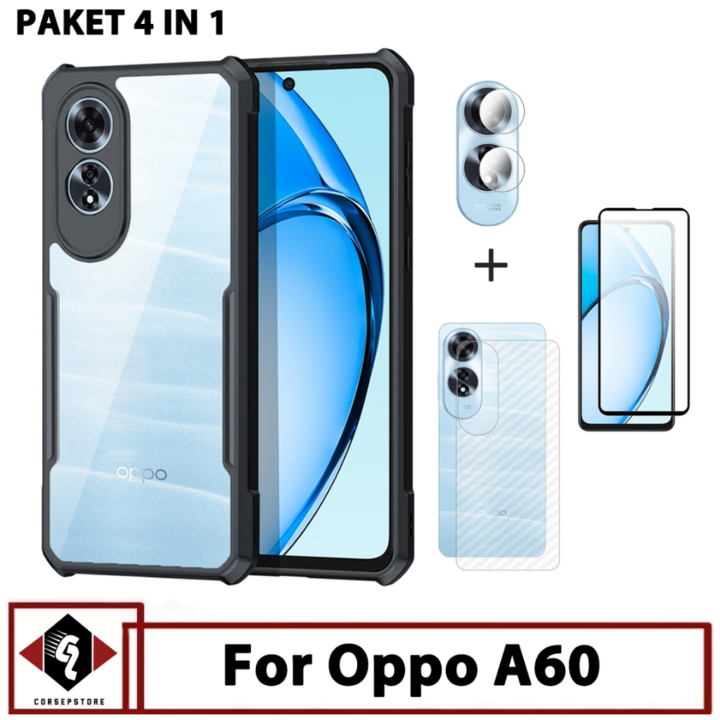 Jual Paket 4 IN 1 Case Transparan For Oppo A60 Terbaru Antigores Layar ...